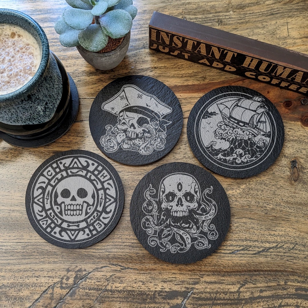 Pirate Stuff | Engraved Slate Coasters | Single or Set of 4 - Etsy