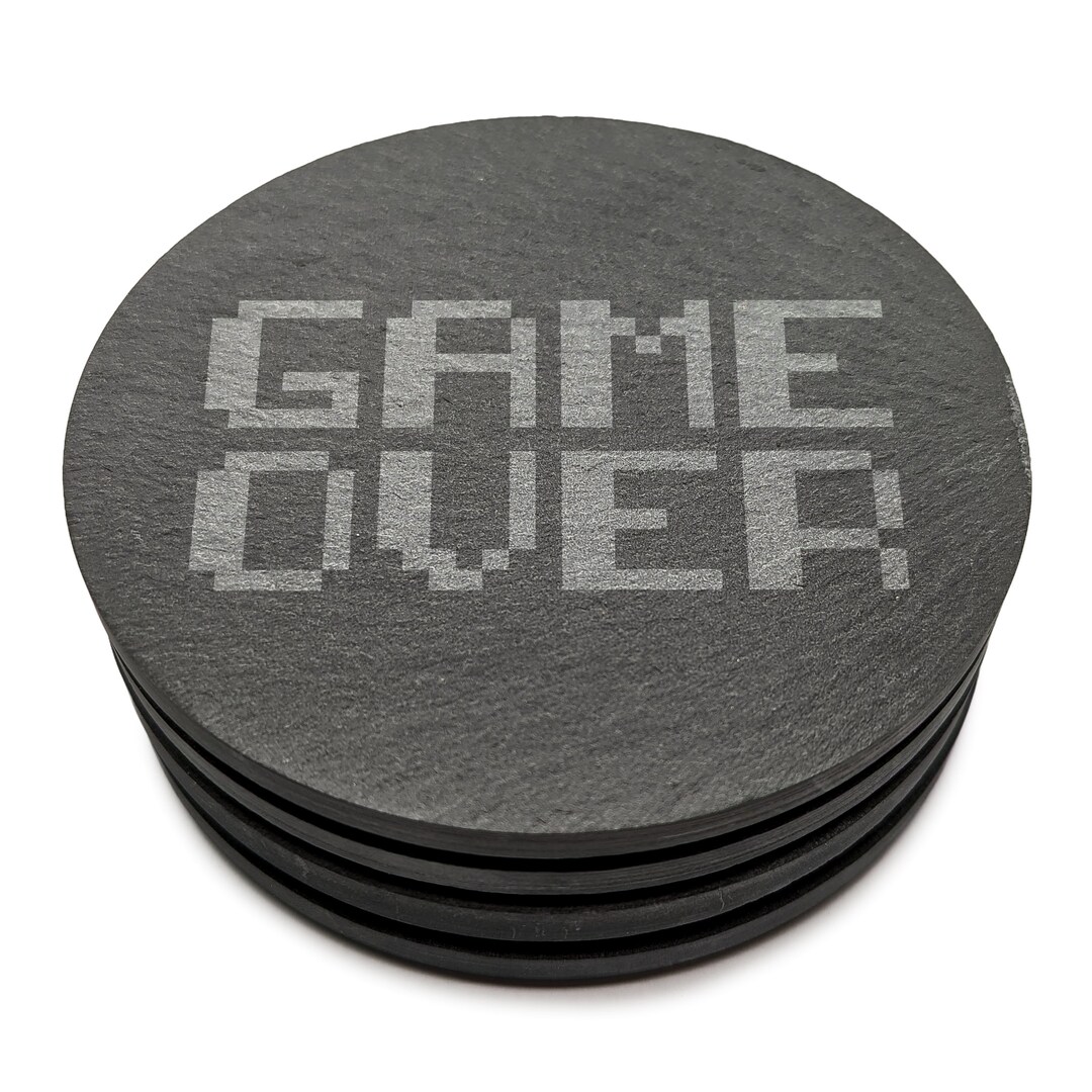 Engraved Slate Coaster Pixel Video Game Over Text Single - Etsy