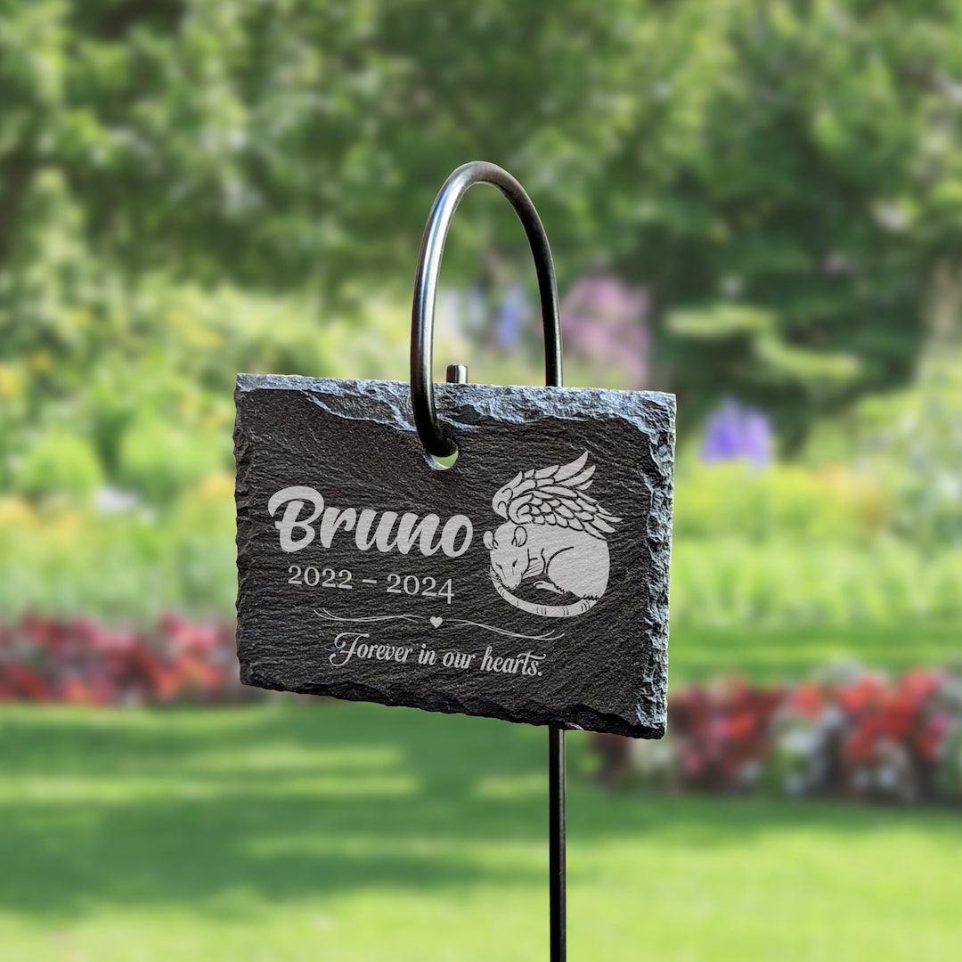 Custom Tall Hanging Rat Memorial Plaque | Slate Sign and Stainless ...