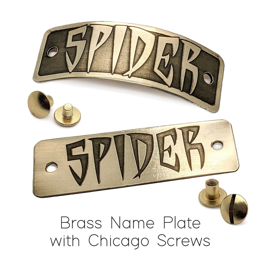 Brass Text Name Plate With Chicago Screws | for Dog, Cat, or Pet Collar ...