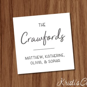 Personalized Family Gift Tags or Stickers Classic Cards - Etsy