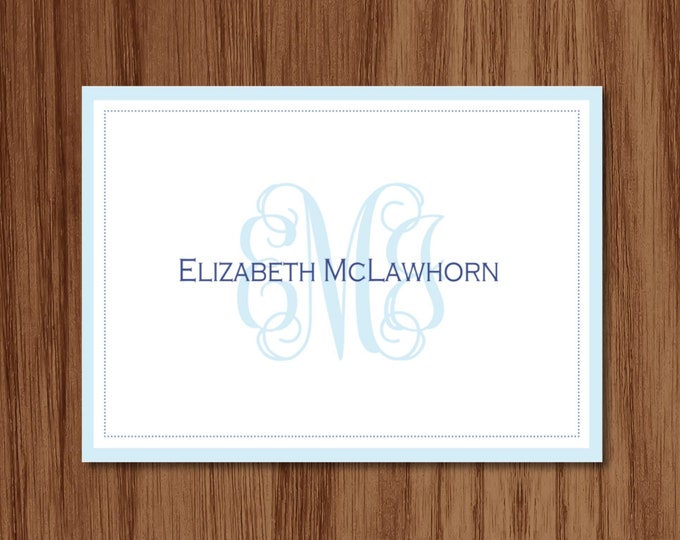 Classic Monogrammed Folded Thank You Note Cards With Name Personalized ...