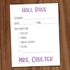 School Tardy Pass Printable| Instant Download| Late Pass Template ...