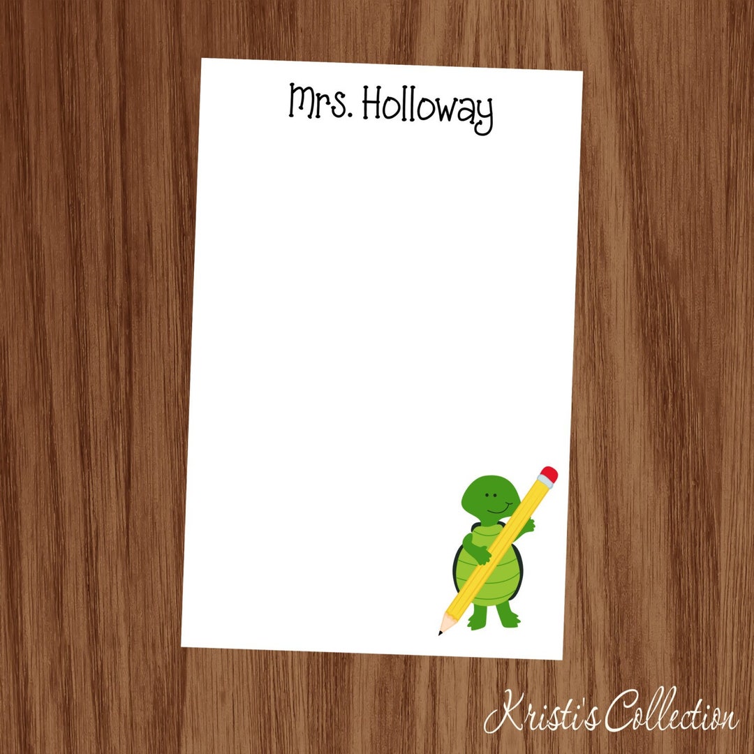 Teacher Turtle Notepad Personalized Stationery Gift for Back - Etsy