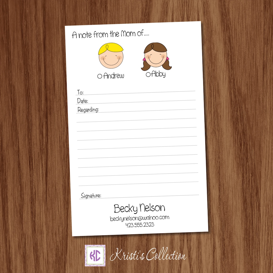 School Excuse Notepad for Mom, Parent, Mommy Custom Personalized Parent ...
