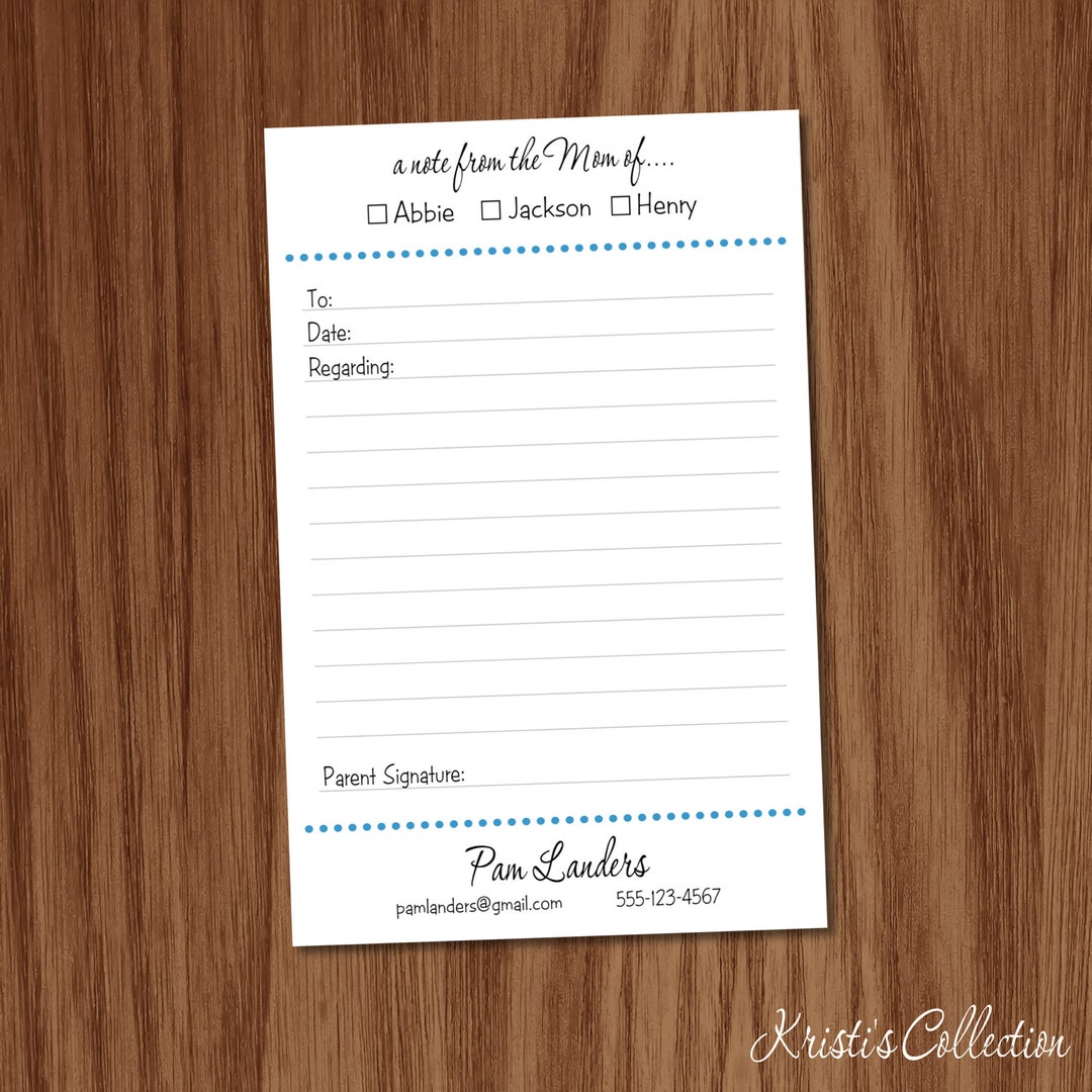 Personalized Mommy Notepad | School Excuse Memo Pad | Notes to Teacher ...