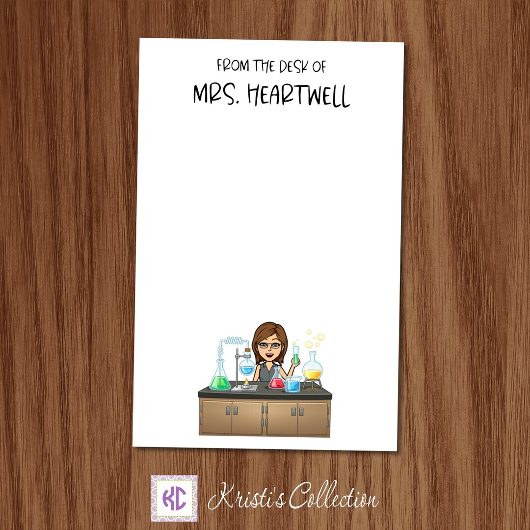 Teacher Bitmoji Notepad Personalized Chemistry Teacher - Etsy