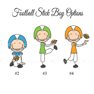 Football Folded Note Cards for Boys Personal Stick Figure Sports ...
