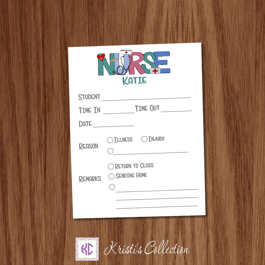 Nurse Hall Pass Note Pad Set of FOUR | Personalized Back to School Gift ...