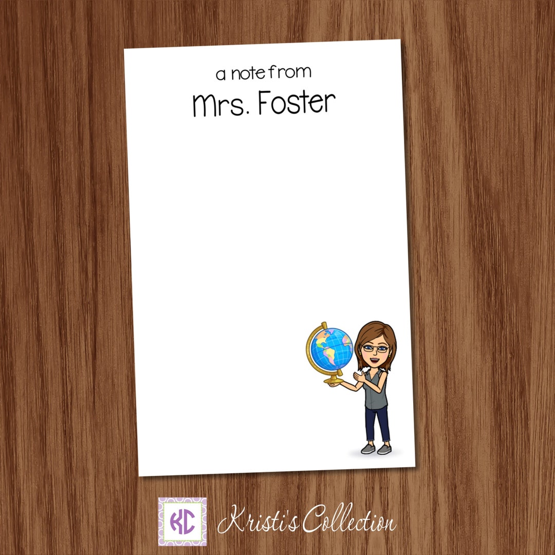 Globe Bitmoji Notepad | Teacher Stationery | Geography Educator Gift ...