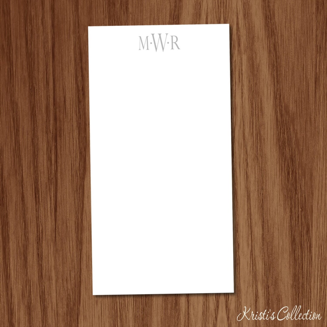 Masculine Monogrammed Notepad Personalized Simple Classic Stationery ...