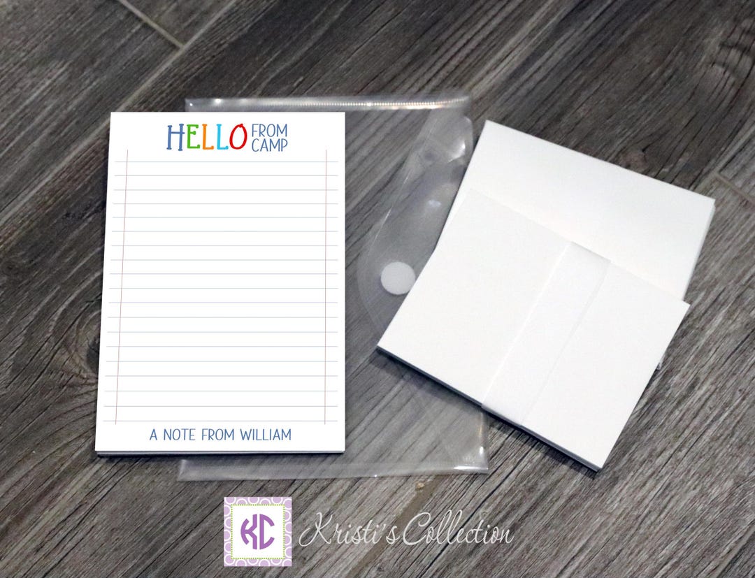 Stationery Set for Camp | Kids Personalized Lined Notepad With ...