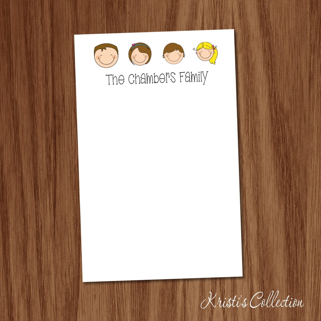 Stick Family Notepad | Custom Character Stationery Gift | Personalized ...