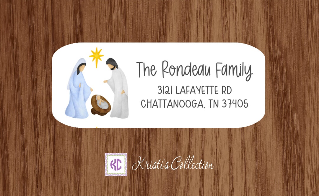 Nativity Scene Return Address Labels | Christmas Envelope Stickers ...