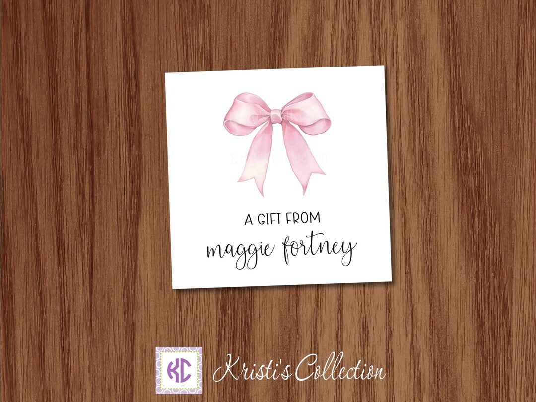 Pink Bow Gift Tag | Personalized Girls Calling Cards | Trendy Custom ...