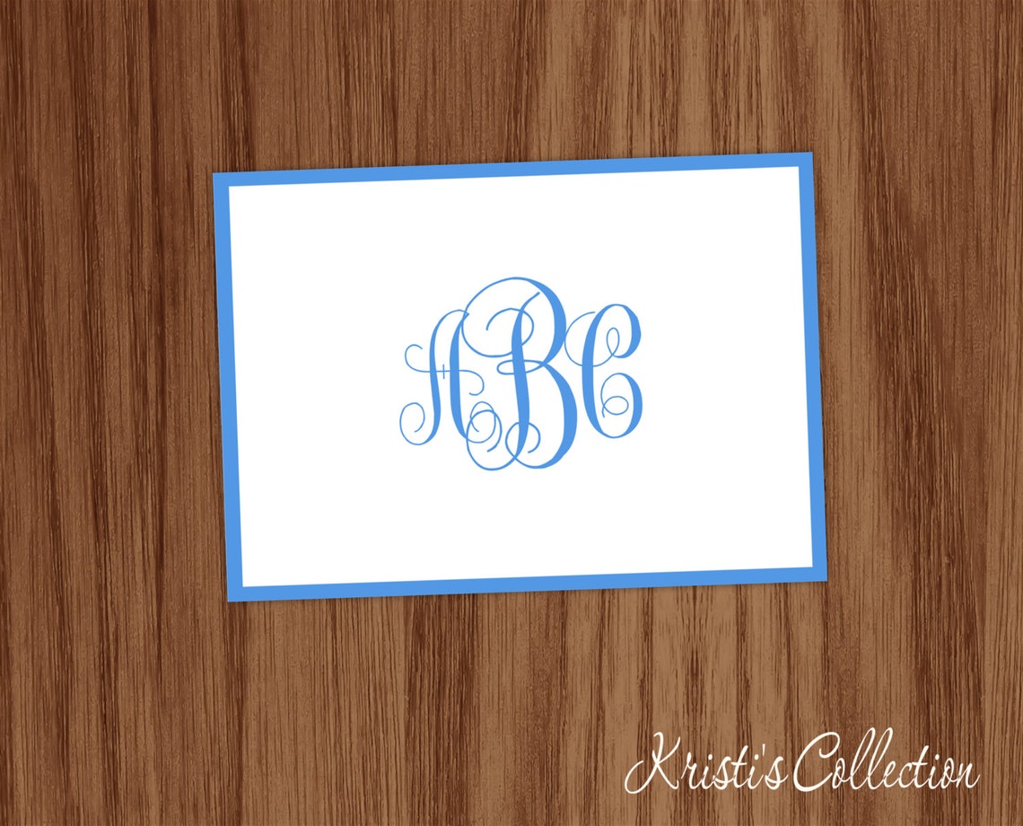 Personalized Folded Note Card Classic Monogrammed Stationery - Etsy