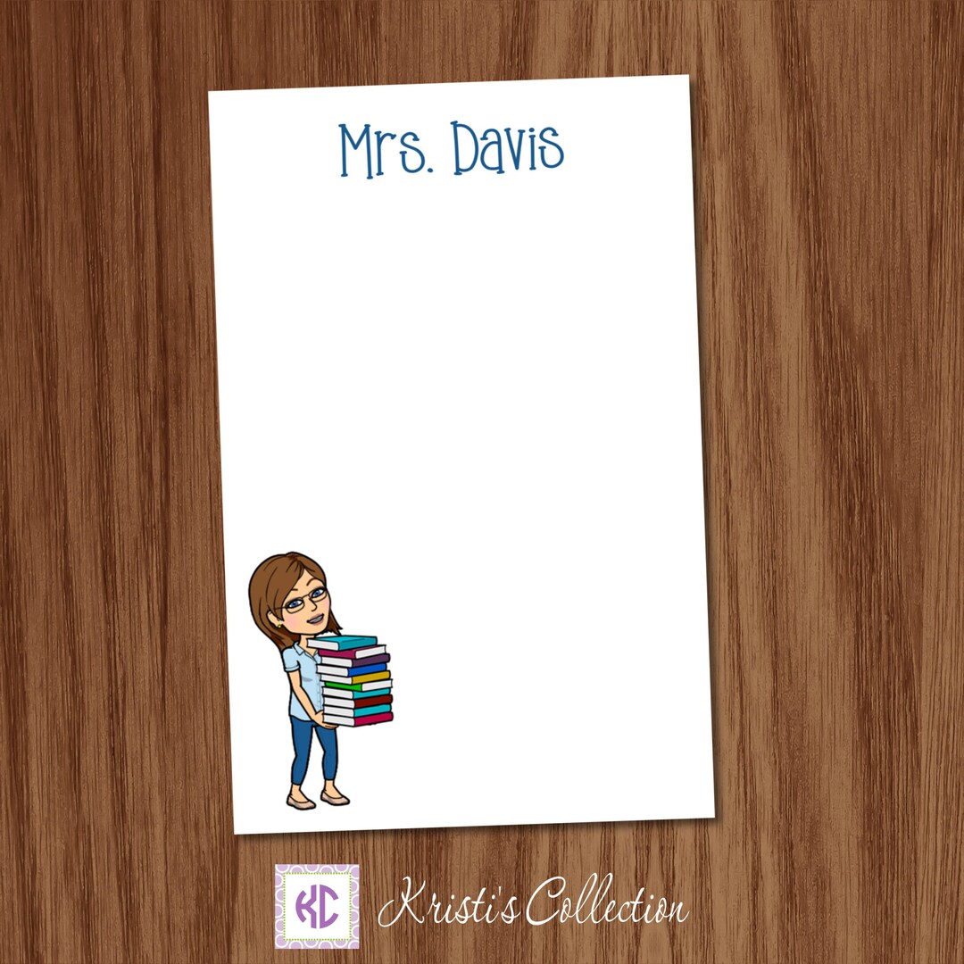 Teacher Bitmoji Notepad Personalized Teacher Appreciation Memo Pad Gift ...