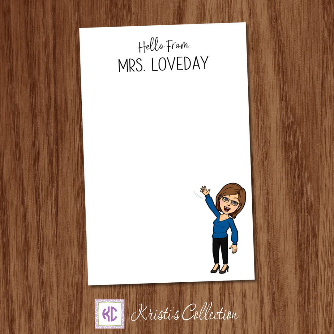 Teacher Bitmoji Notepad | Personalized Teacher Appreciation Memo Pad ...