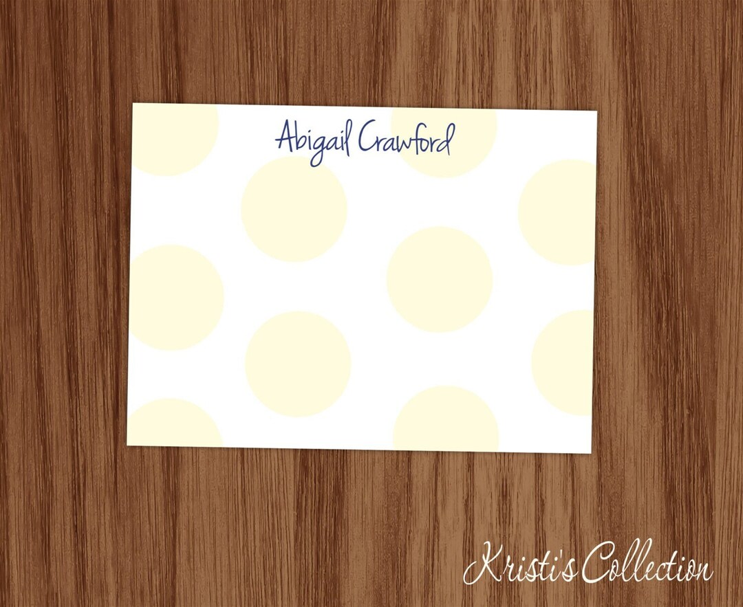 Polka Dot Flat Note Card Set Personalized Stationery for Her Girls ...