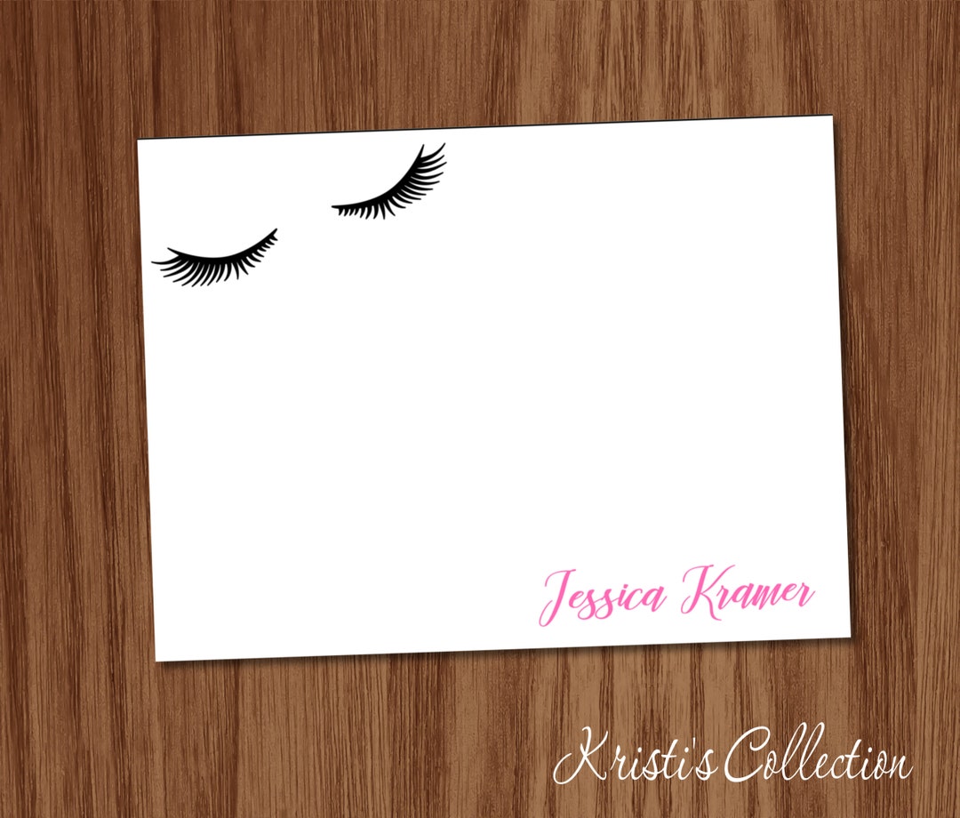 Personalized Eyelashes Flat Note Cards Girls Ladies Modern - Etsy