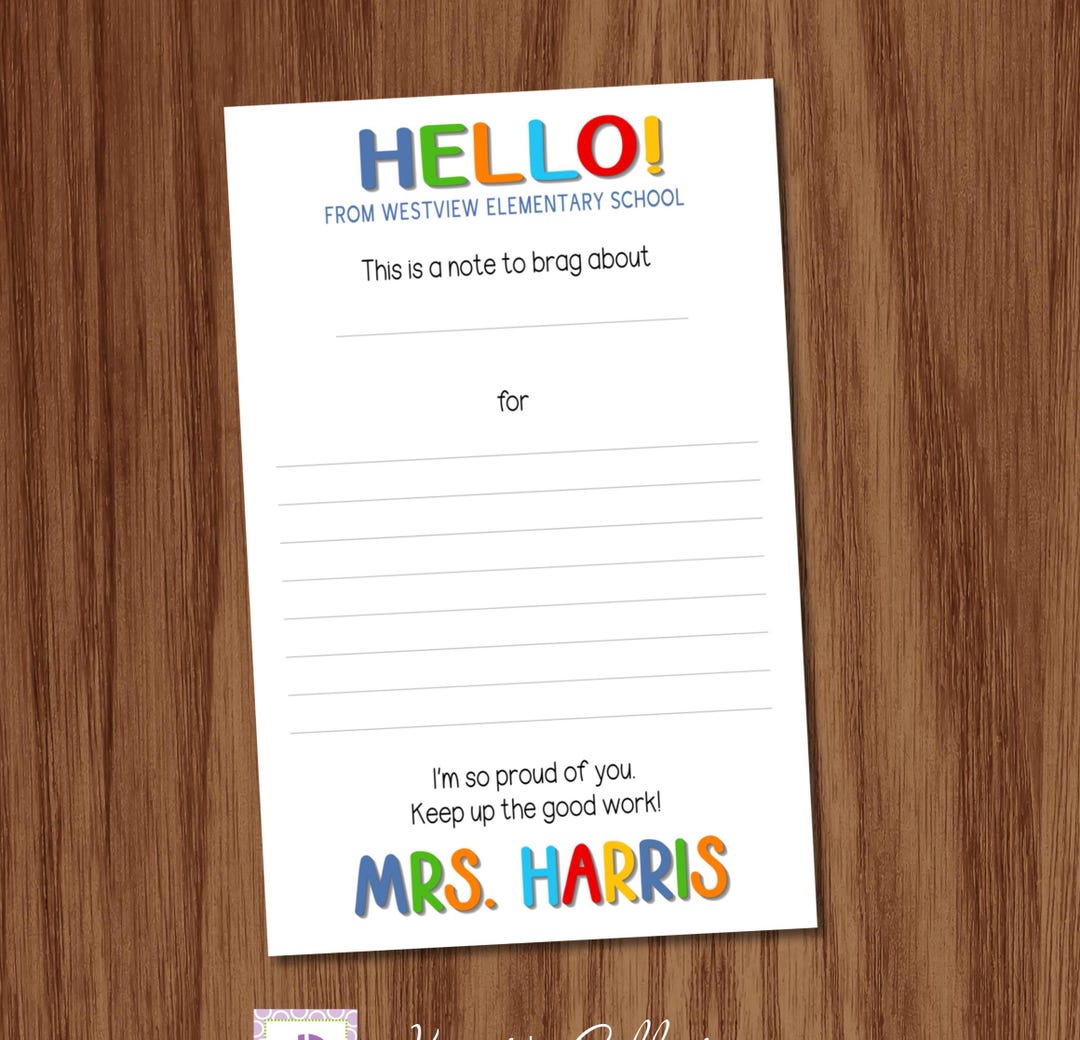 Teacher Bragging Notepad | Personalized Note Home to Parents | Job Well ...