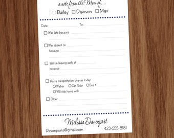 School Excuse Pad | Etsy