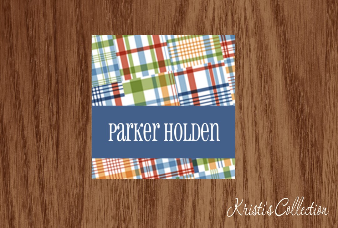 Boys Calling Cards or Stickers | Preppy Madras A Gift From Birthday ...