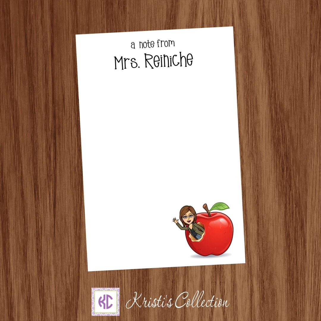 Bitmoji Apple Notepad | Personalized Teacher Appreciation Memo Pad Gift ...
