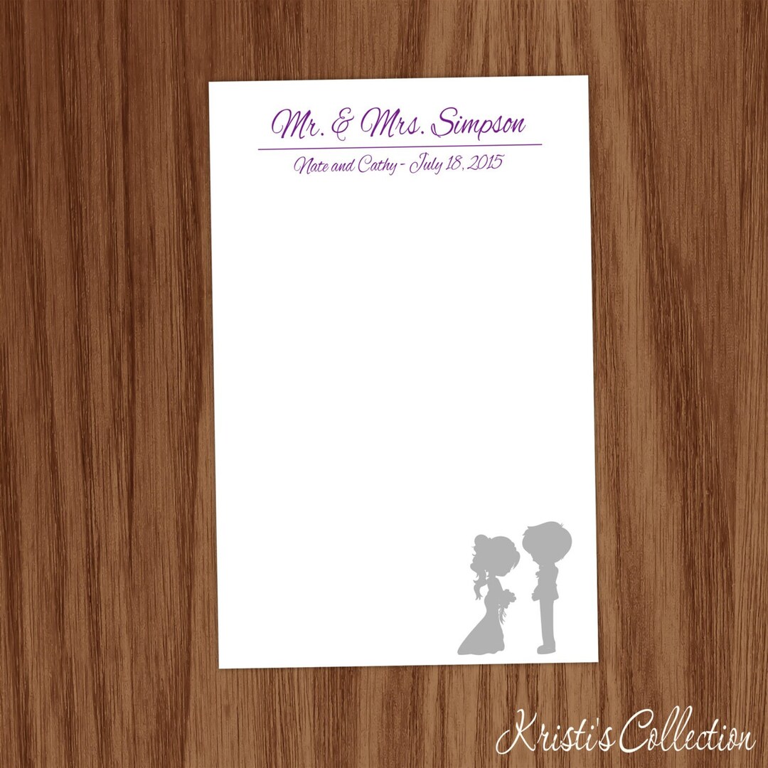 Bride and Groom Notepad | Personalized Bridal Shower, Anniversary Gift ...
