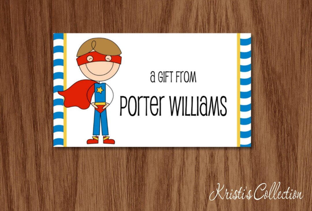 Boys Calling Cards | Superhero Gift Tags or Stickers | Personalized A ...