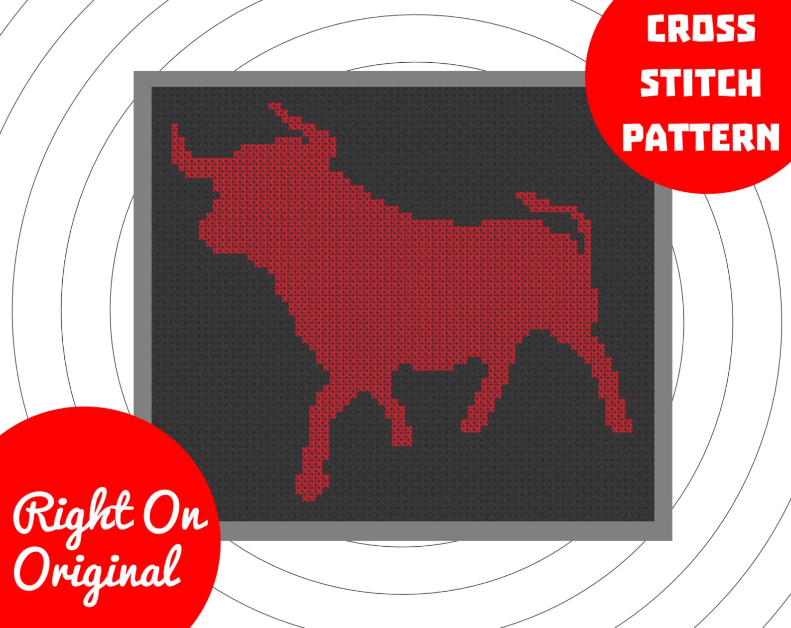 The Red Bull - Vintage Inspired Cross Stitch Pattern - Etsy