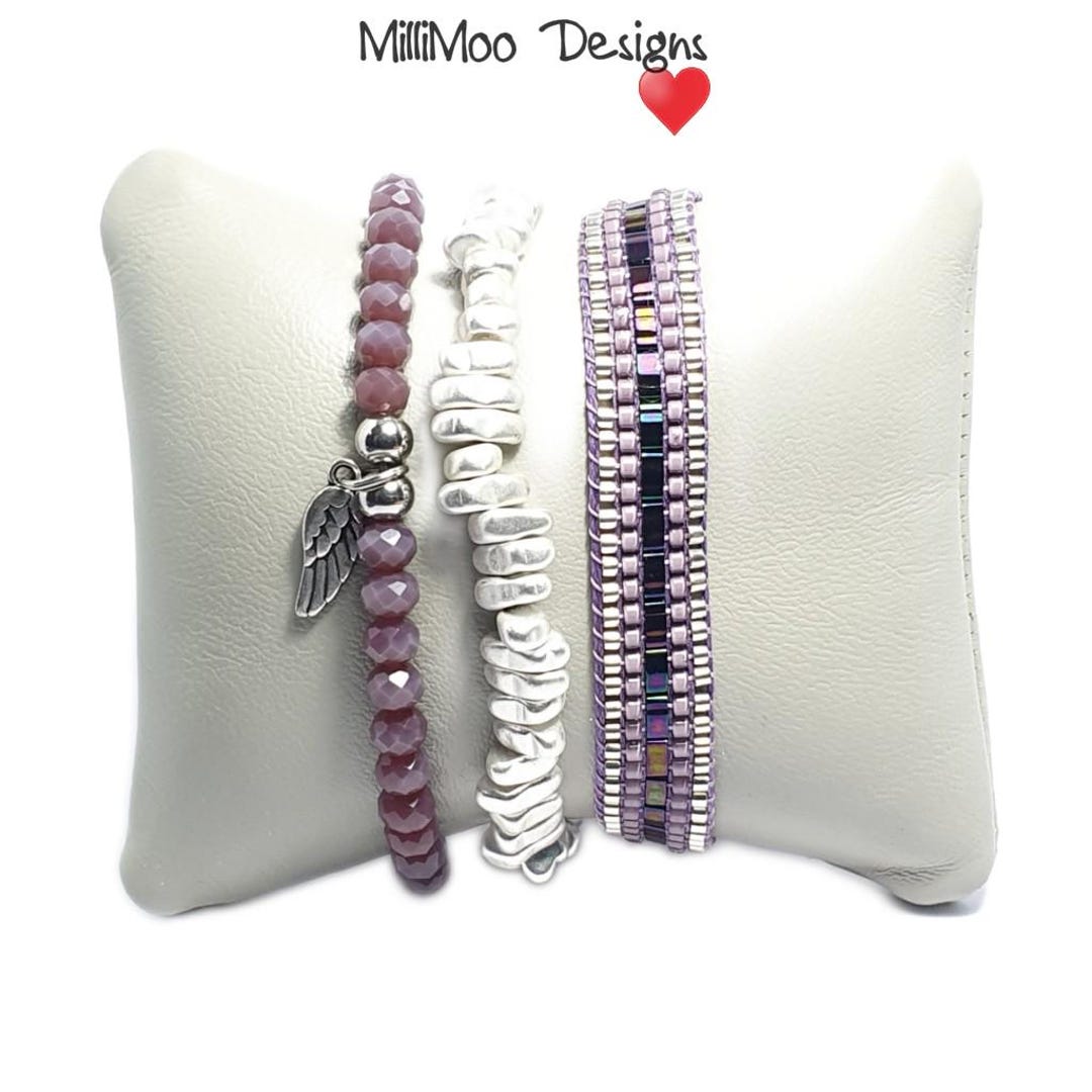 Ladies Gift, Dark Plum/mauve Miyuki Bracelet, Bead Loom Bracelet, Tila ...
