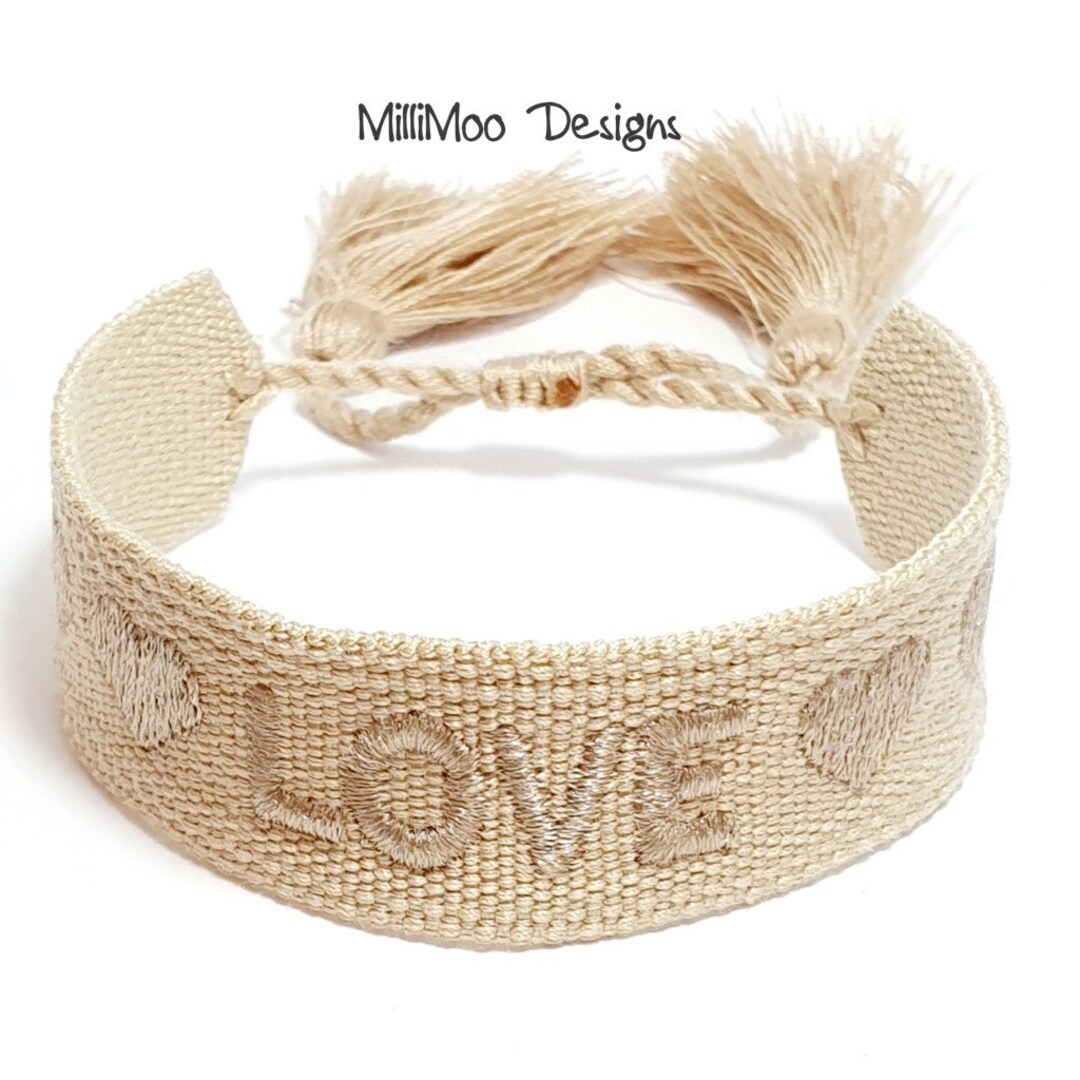 Ladies Woven Friendship Bracelet, Beige love Friendship Bracelet ...