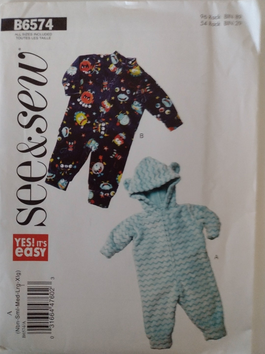 Butterick See & Sew Sewing Pattern to Make an Infant Bunting in Sizes ...