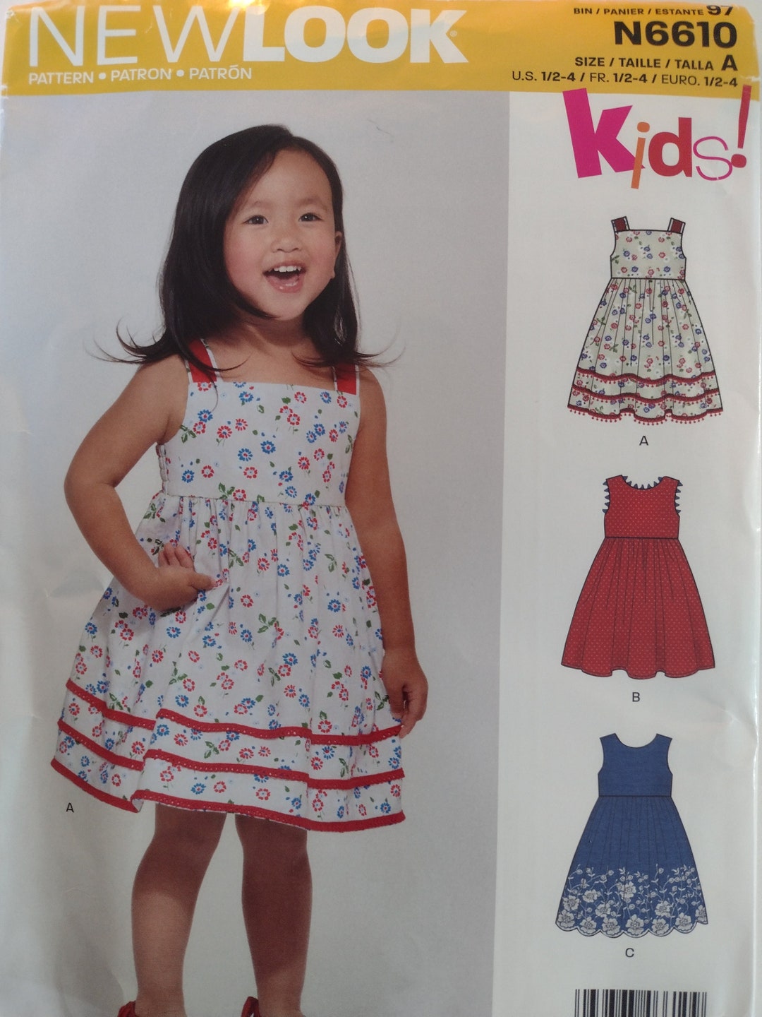 Simplicity New Look N6610 Sewing Pattern to Make a Toddler Dress With ...