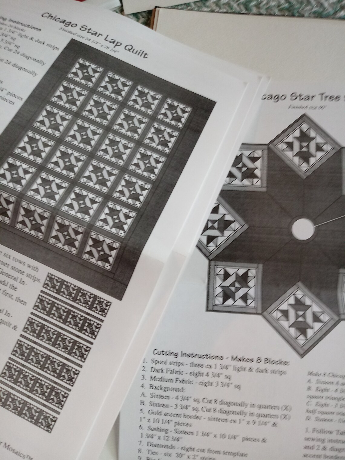 Fiber Mosaics Vintage Sewing/quilting Chicago Star Pattern for Making a ...