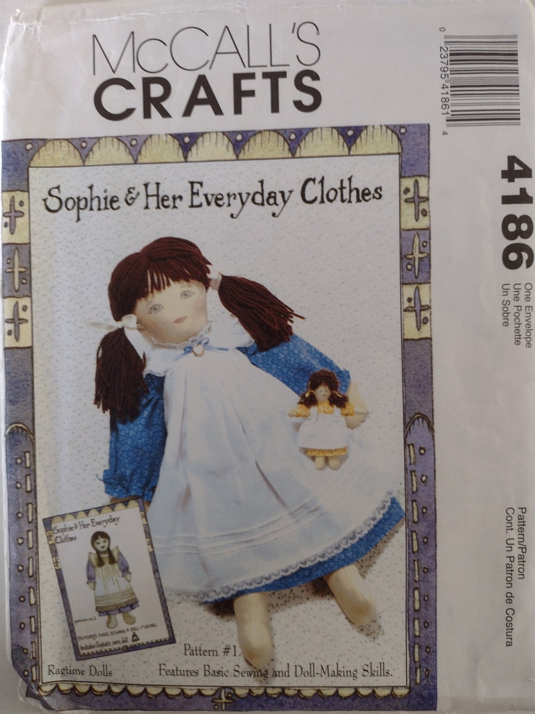 Mccall's Crafts #4186 Vintage Sewing Pattern to Make Sophie, a 21" Rag ...