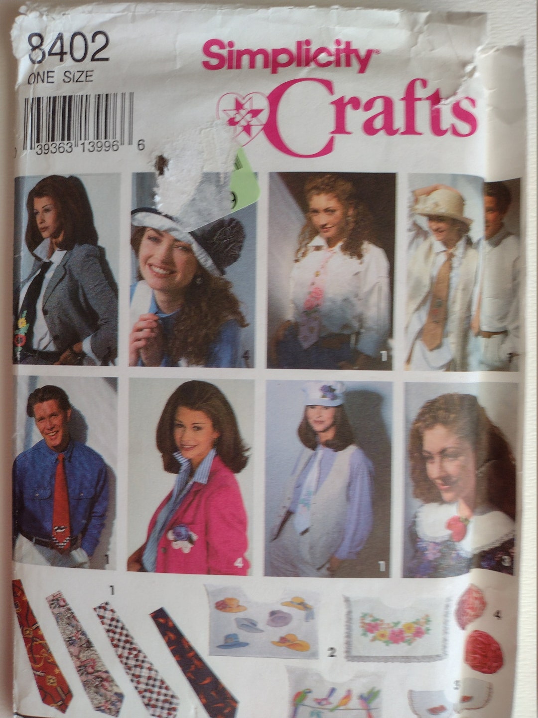 Simplicity 8402 Vintage Sewing Pattern to Make Ties, Collars and ...