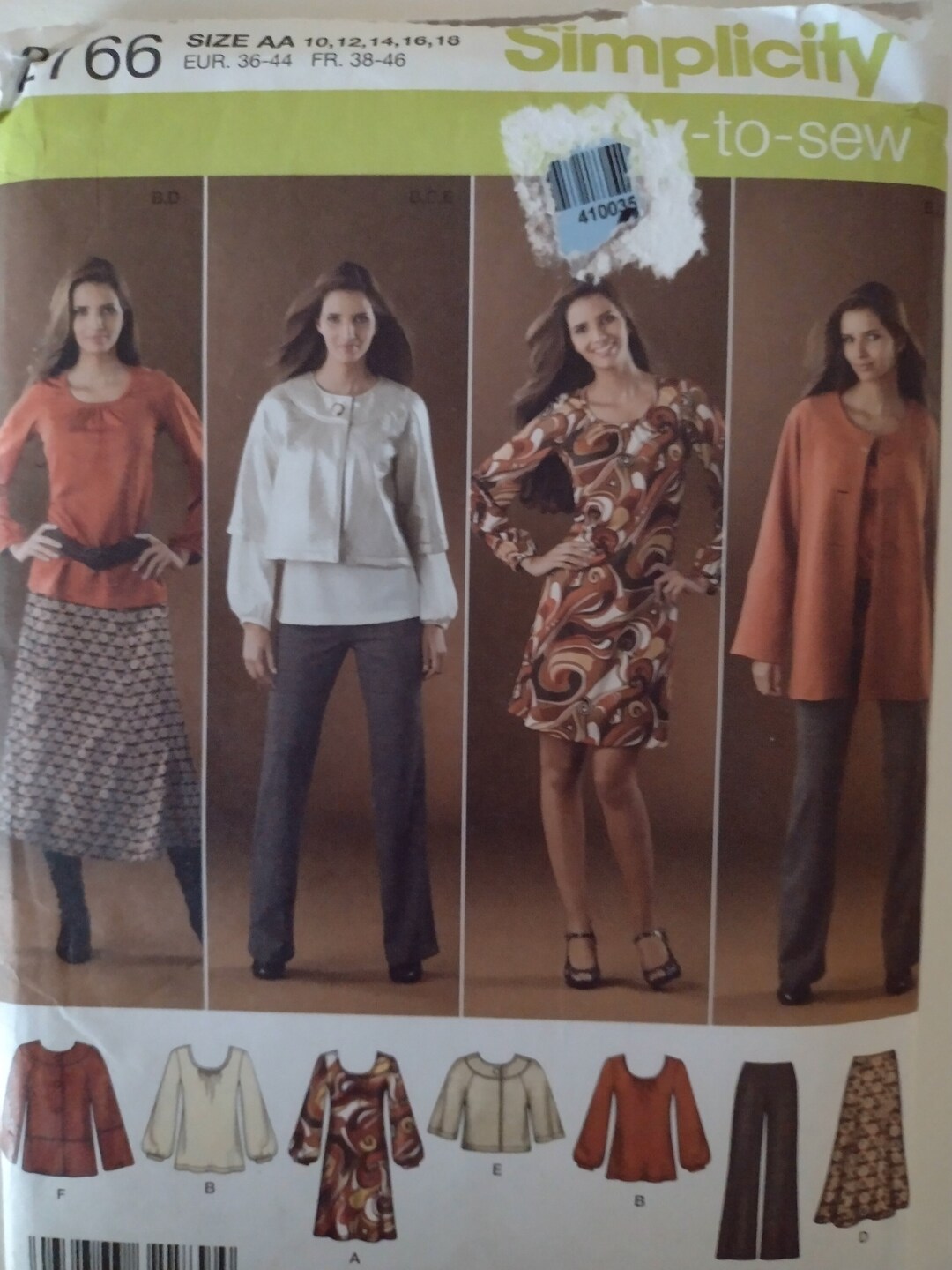 Simplicity 2766 Sewing Pattern to Make Women's Pants, Skirt, Knit Dress ...