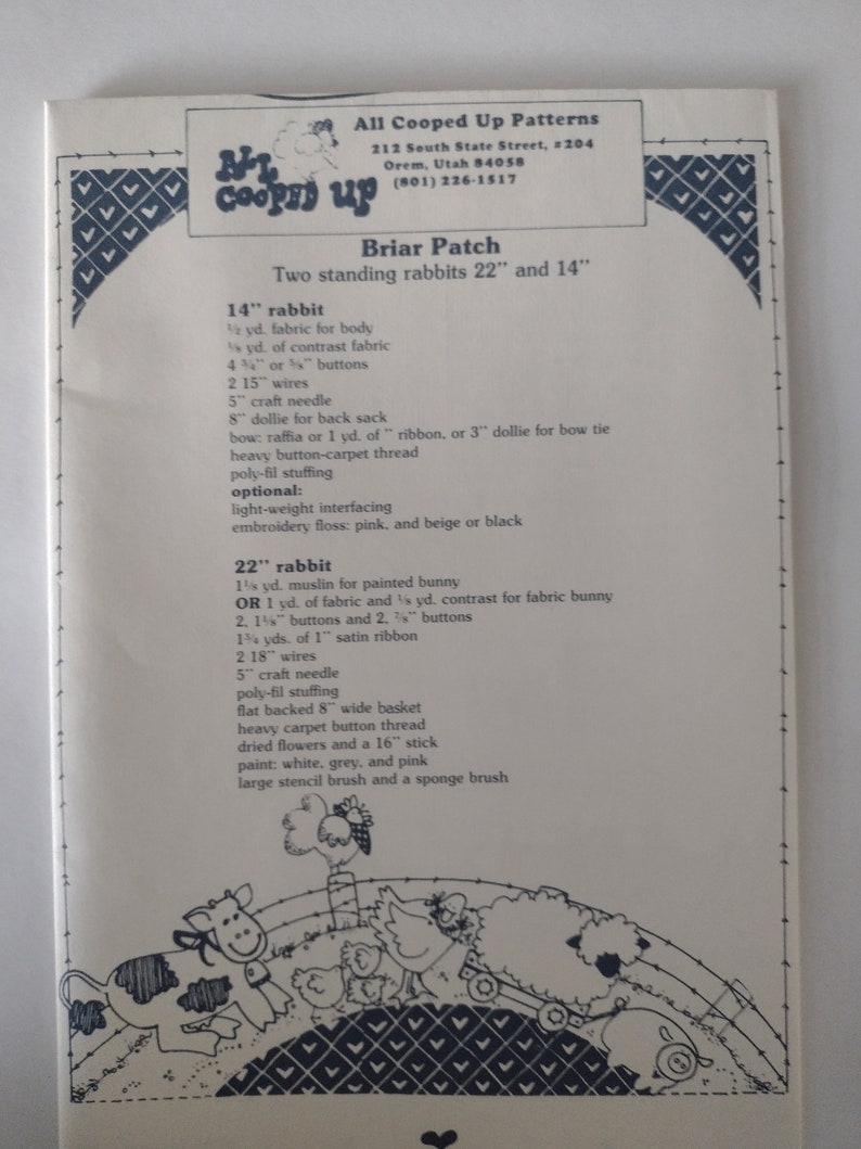 All Cooped up Vintage Sewing Pattern for Old Fashioned Jointed Rabbits ...