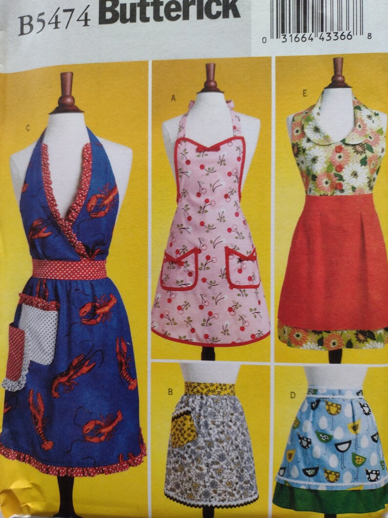 Butterick B5474 Sewing Pattern to Make a Variety of Aprons in Sizes S-M ...