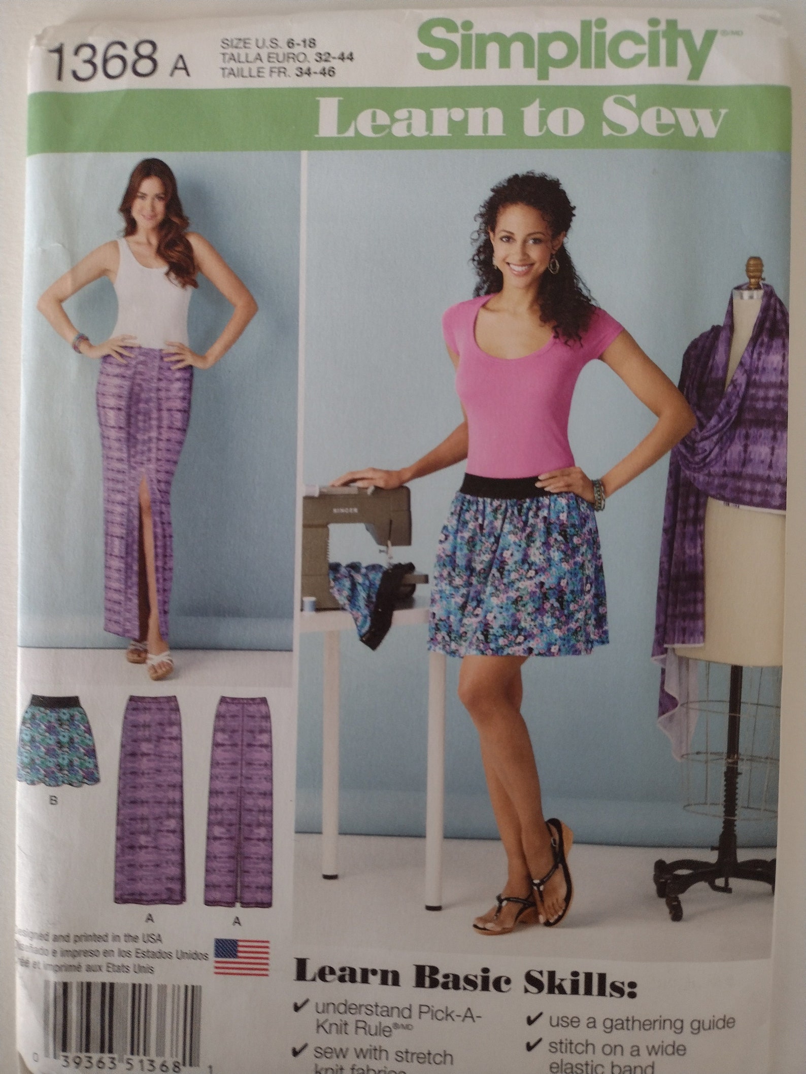 Simplicity 1368 Learn to Sew Pattern to Make Two Styles of Skirt in ...