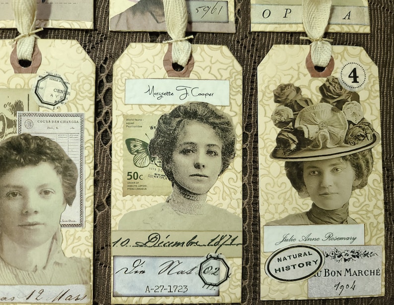 Embossed Tags With Vintage Images - Etsy