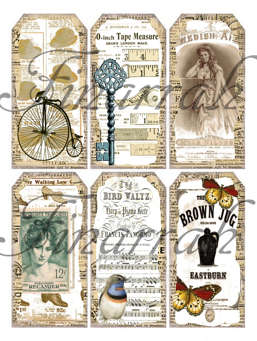 Digital Download Less Ink Tags Set of 6 - Etsy