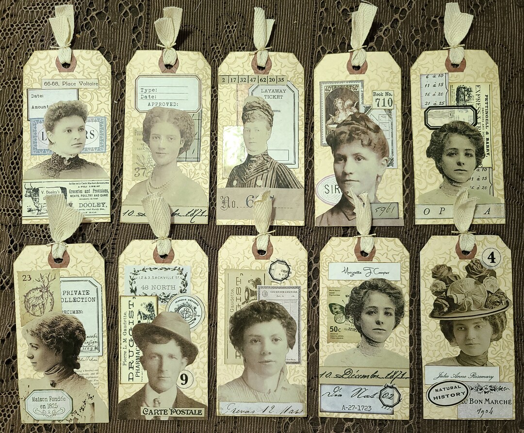 Embossed Tags With Vintage Images - Etsy