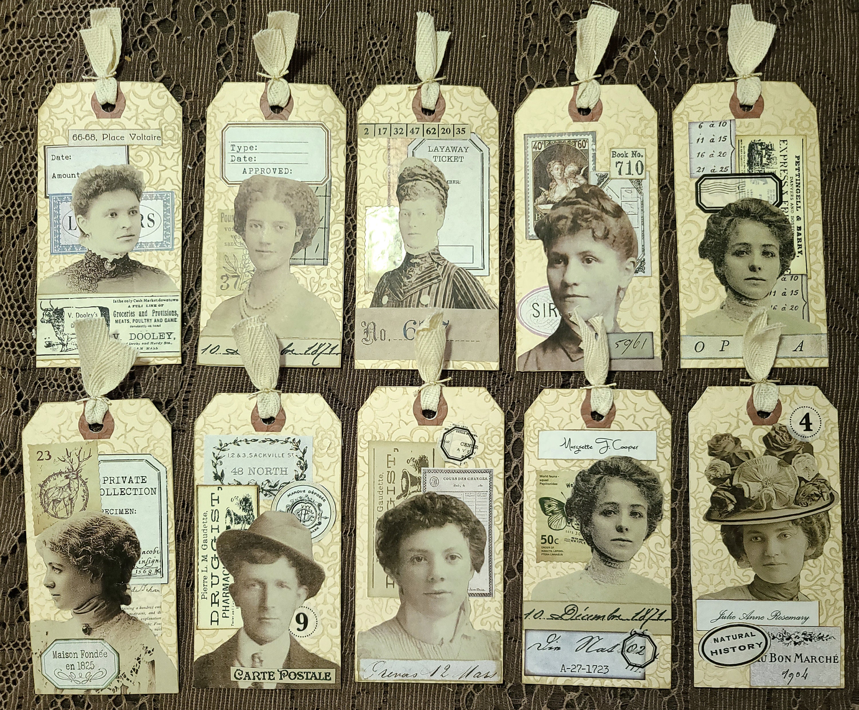 Embossed Tags With Vintage Images - Etsy