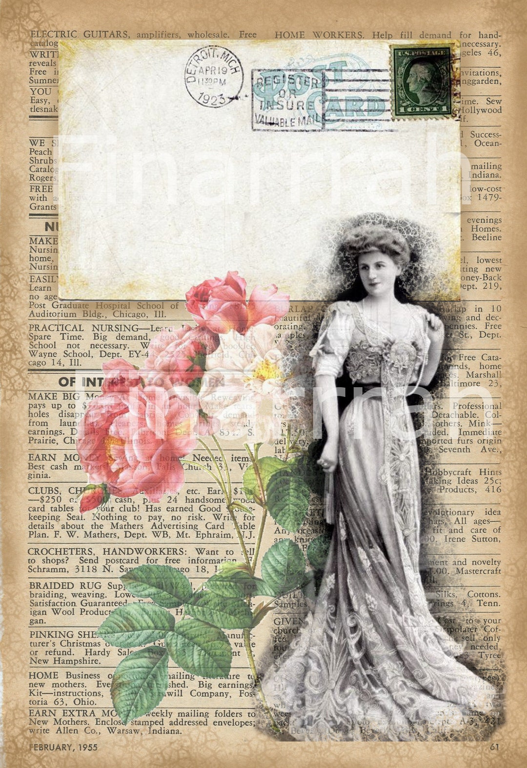 Instant Download Vintage Lady Book Page - Etsy