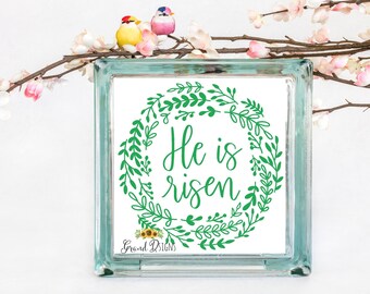 Vinyl Lettering Glass Block Decal He is Risen - Etsy