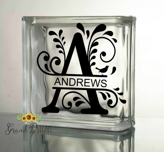 Monogram Vinyl Decal Glass Block Ceramic Tile Sticker | Etsy