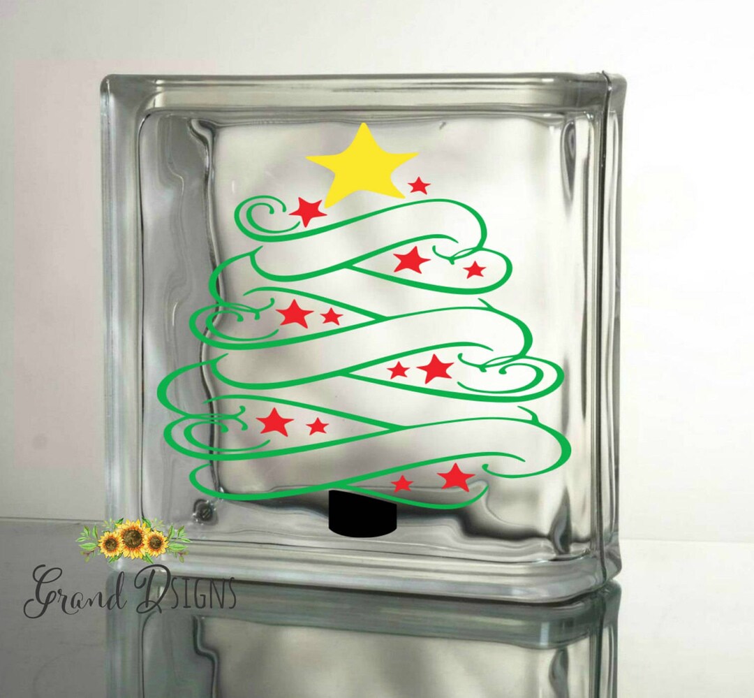 Christmas Tree Vinyl Decal Christmas Decals for Glass Blocks Vinyl ...